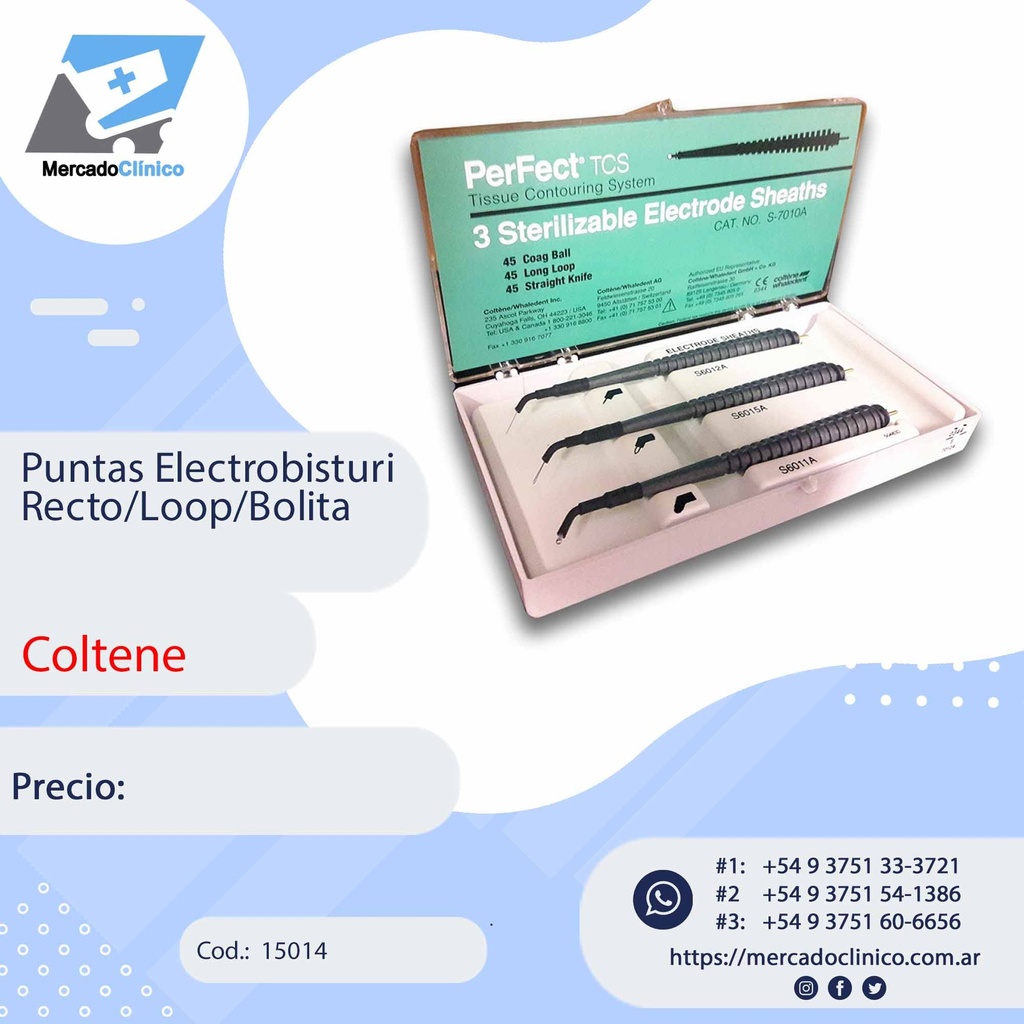 PUNTAS ELECTROBISTURI X3 - RECTO, LOOP, BOLITA - coltene | Mercado Clinico